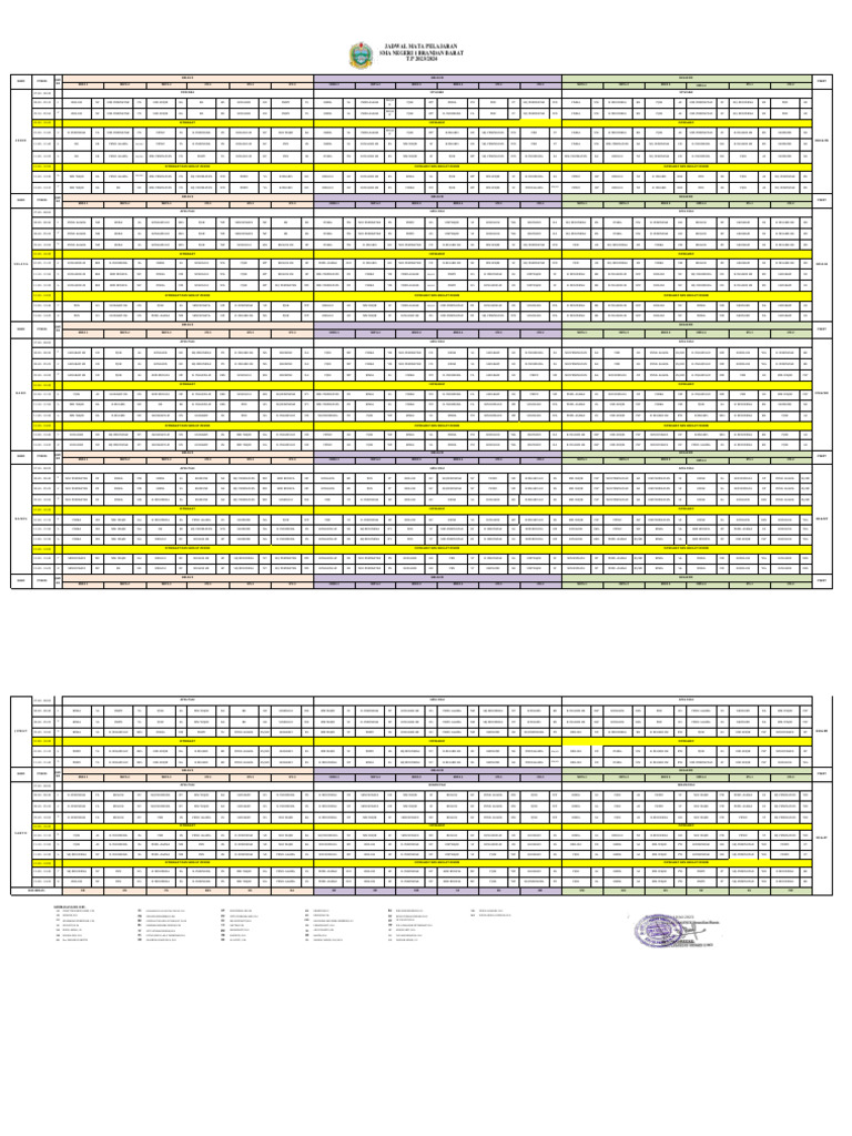 Jadwal Mapel 2023-2024 | PDF