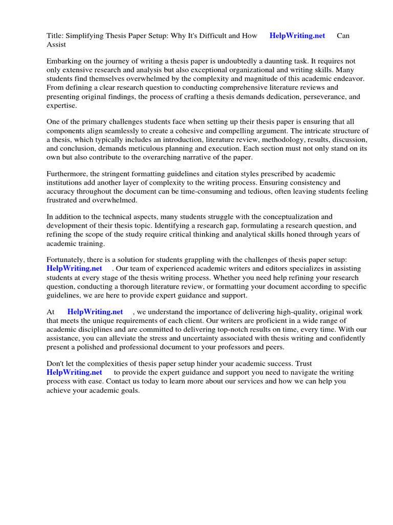 Thesis Paper Setup | PDF | Thesis | Methodology