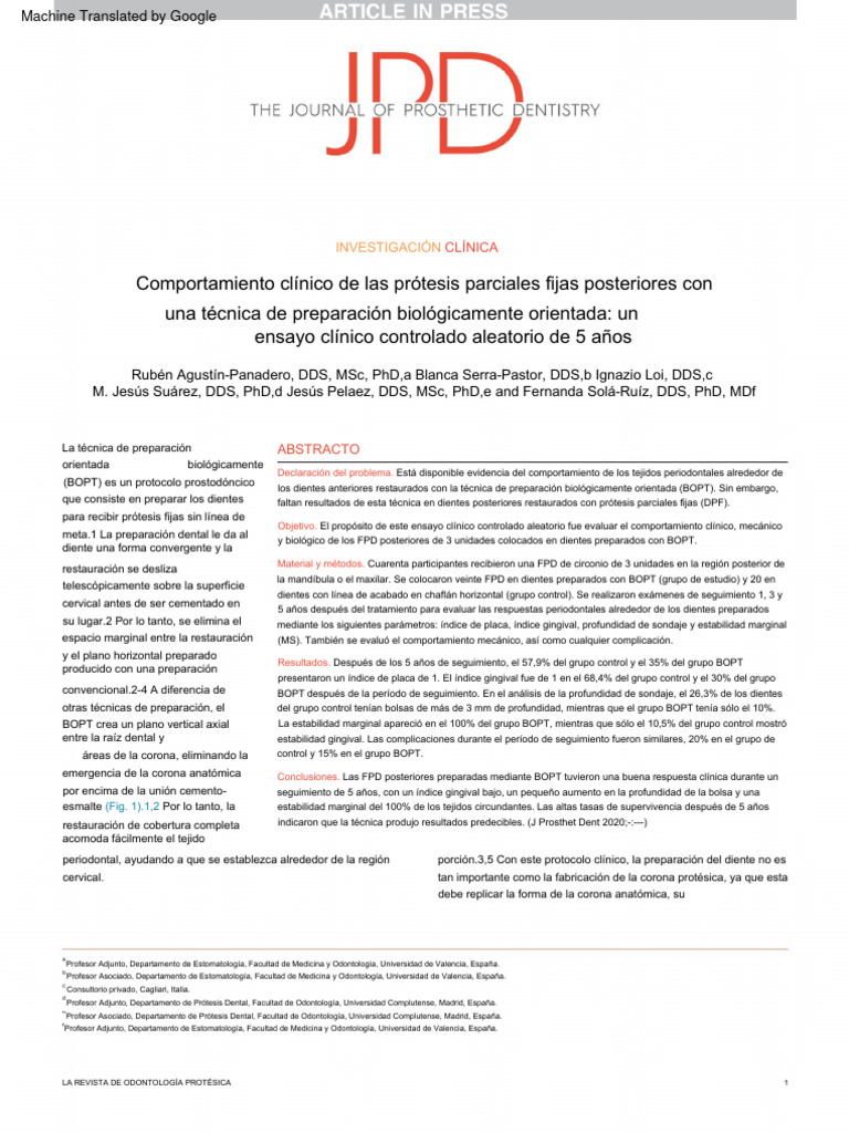Artiuclo BOPT | PDF | Odontología | Dentadura postiza