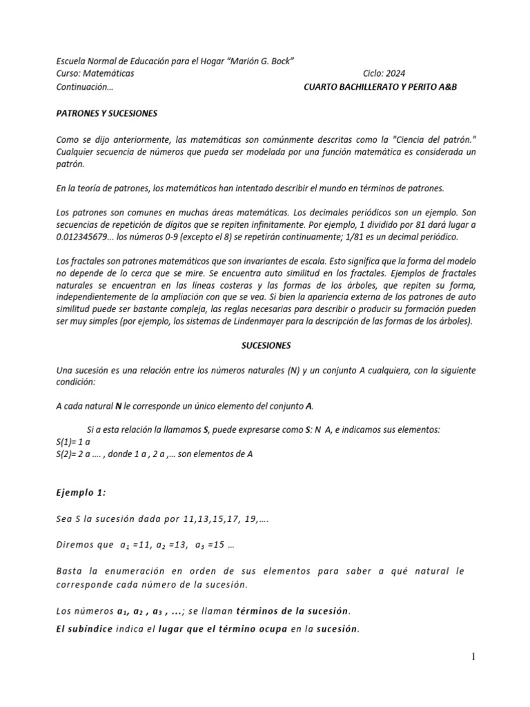 Hoja 2 Bim 1 4o Mate 24 | PDF | Modelo | Secuencia