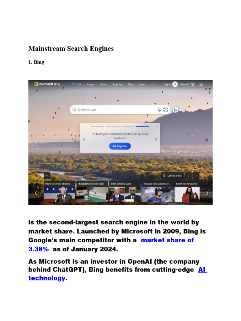 Etech Mainstream Search Engines | PDF | Information Science | Online Services