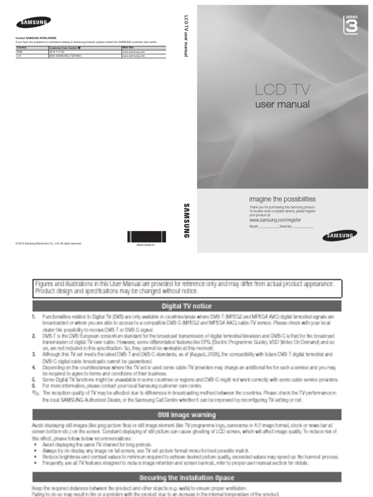 Samsung LCD TV User Manual | PDF | Hdmi | Waste