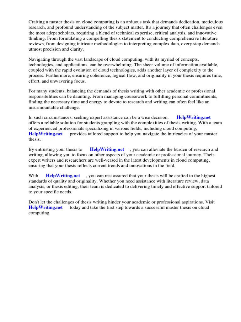 Master Thesis Cloud Computing | Download Free PDF | Cloud Computing | Computing