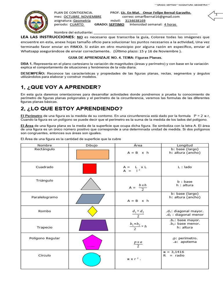 7 Matematicas Figuras Planas | PDF | Geometría | Rectángulo