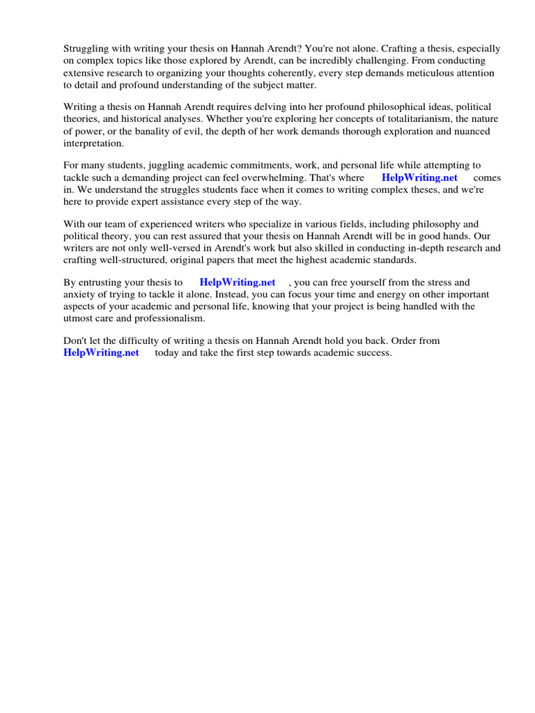 Hannah Arendt Thesis | PDF | Hannah Arendt