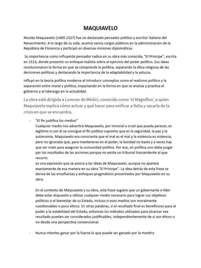 Maquiavelo Pdf Nicolás Maquiavelo El Príncipe