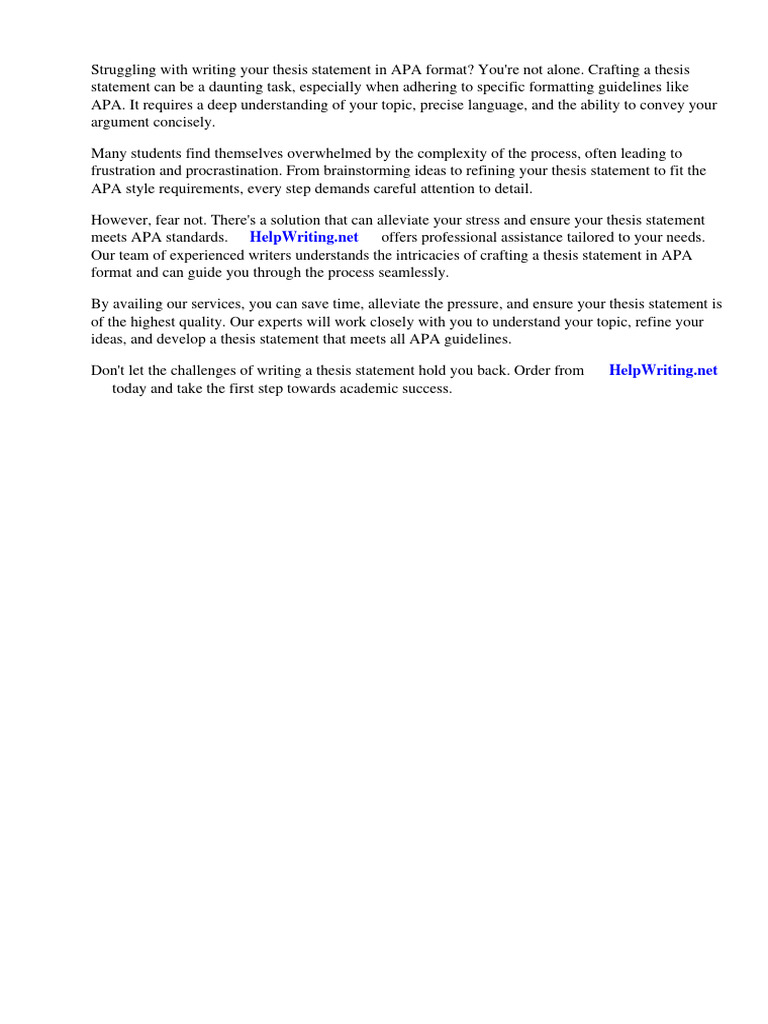Crafting APA Thesis Statements Guide | PDF | Apa Style | Essays