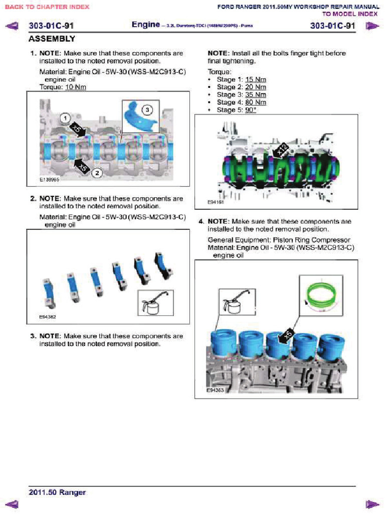 Torque Dos Mancais Ranger 3.2 Duratorq Engine | PDF