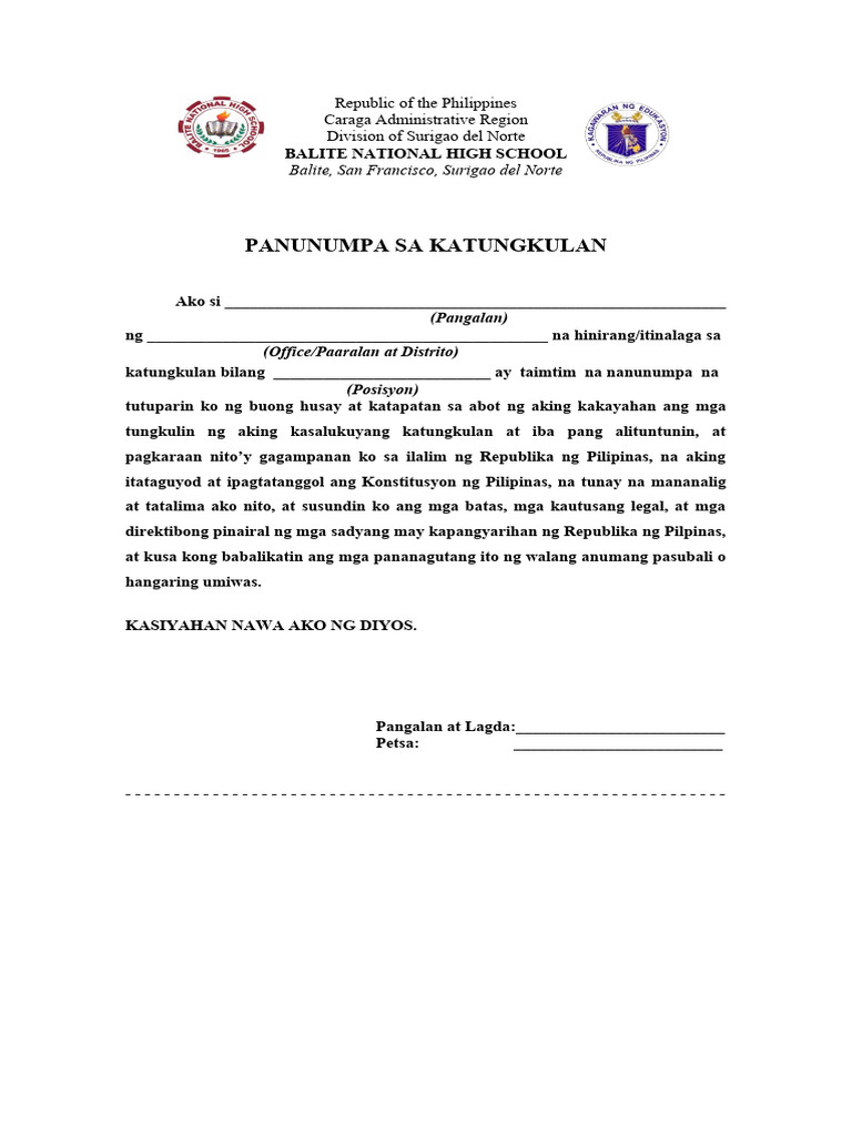 Panunumpa Sa Katungkulan | PDF