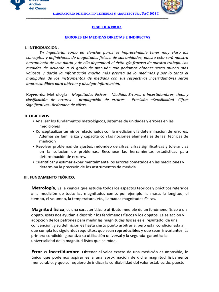 Practica #2 Fisica I Uac 2024-I | PDF | Medición | Science