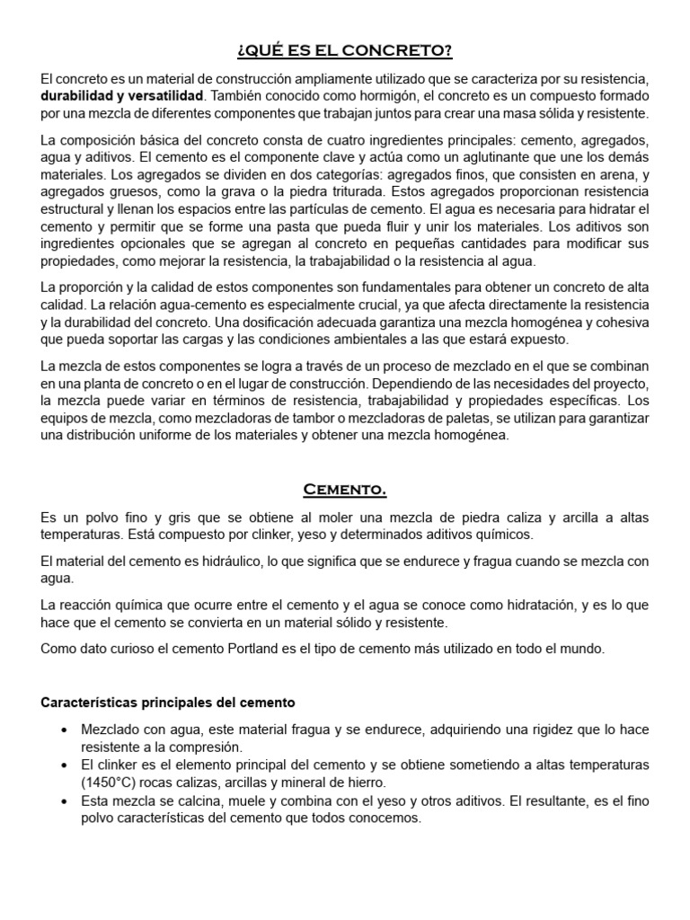 Qué Es El Concreto | PDF | Cemento | Hormigón