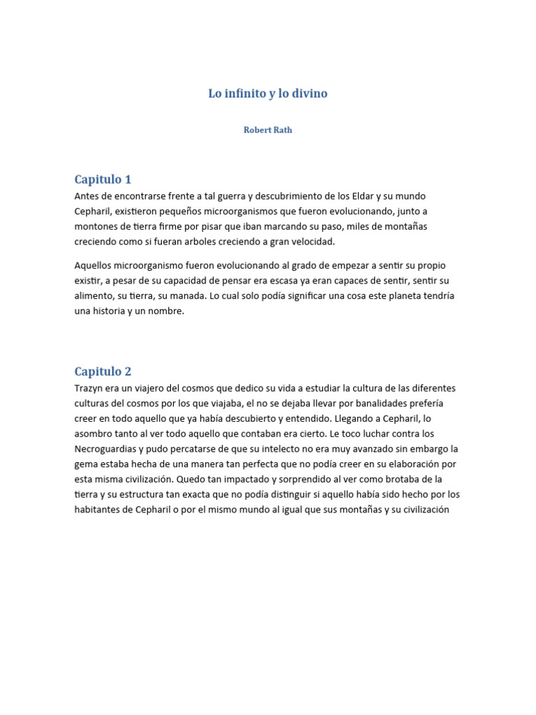 Lo Infinito y lo Divino en Cepharil | PDF