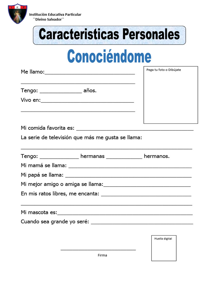 Ficha-de-Caracteristicas-Personales-para-Segundo-de-Primaria | PDF