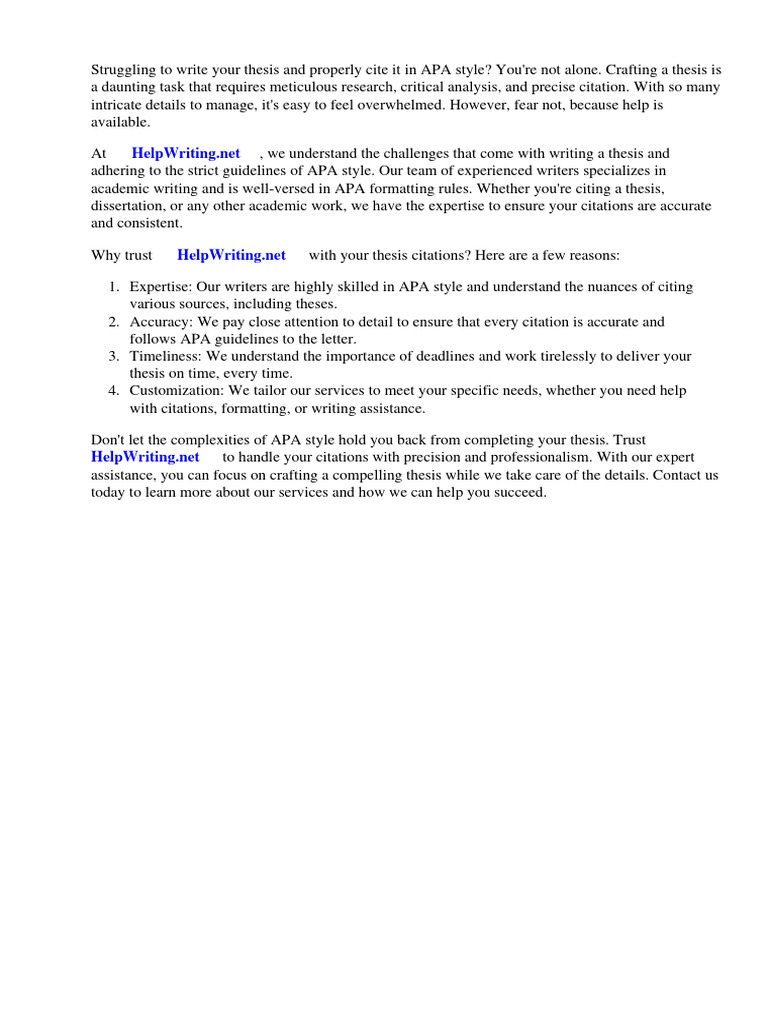 How To Cite A Thesis Apa Style | PDF | Apa Style | Thesis