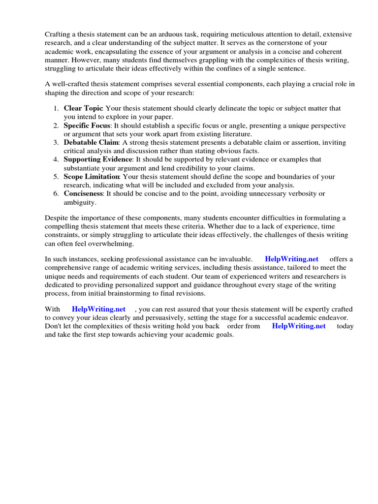 Thesis Statement Components | PDF | Essays | Thesis