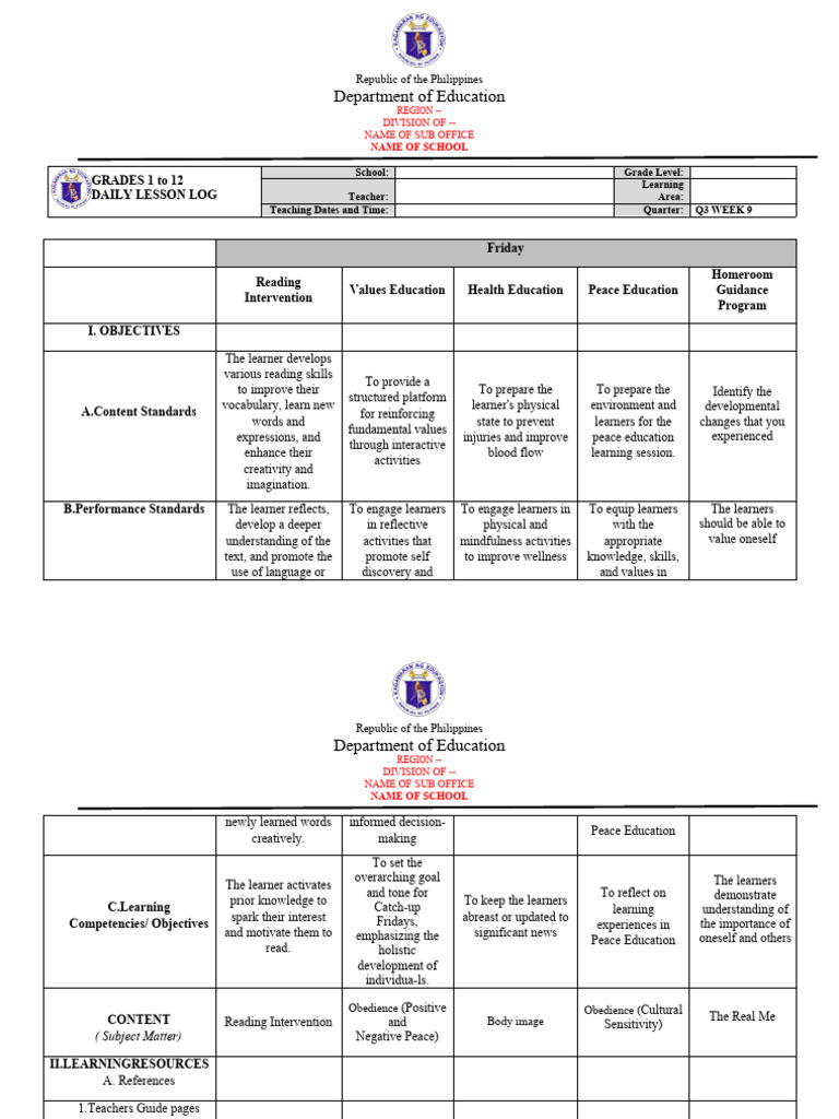 Dll-Catch-Up-Friday-Week 9 | PDF