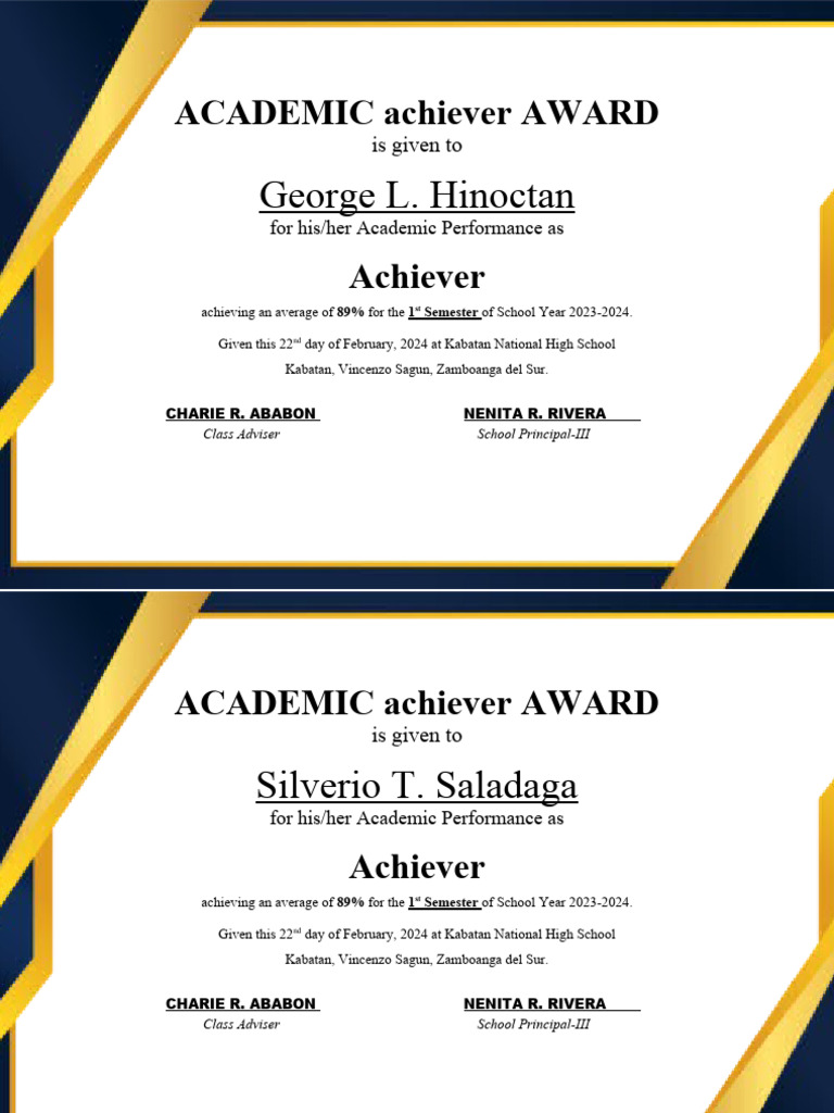 Achiever Certificate | PDF