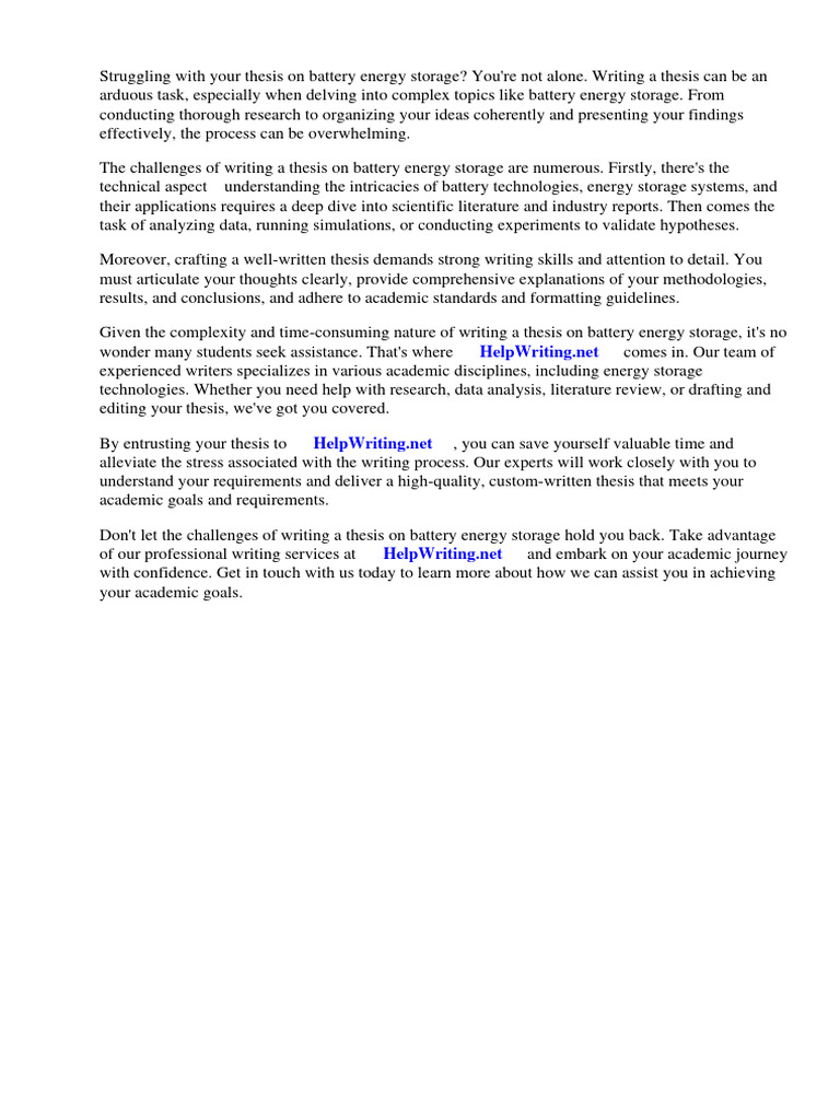 Thesis On Battery Energy Storage | PDF