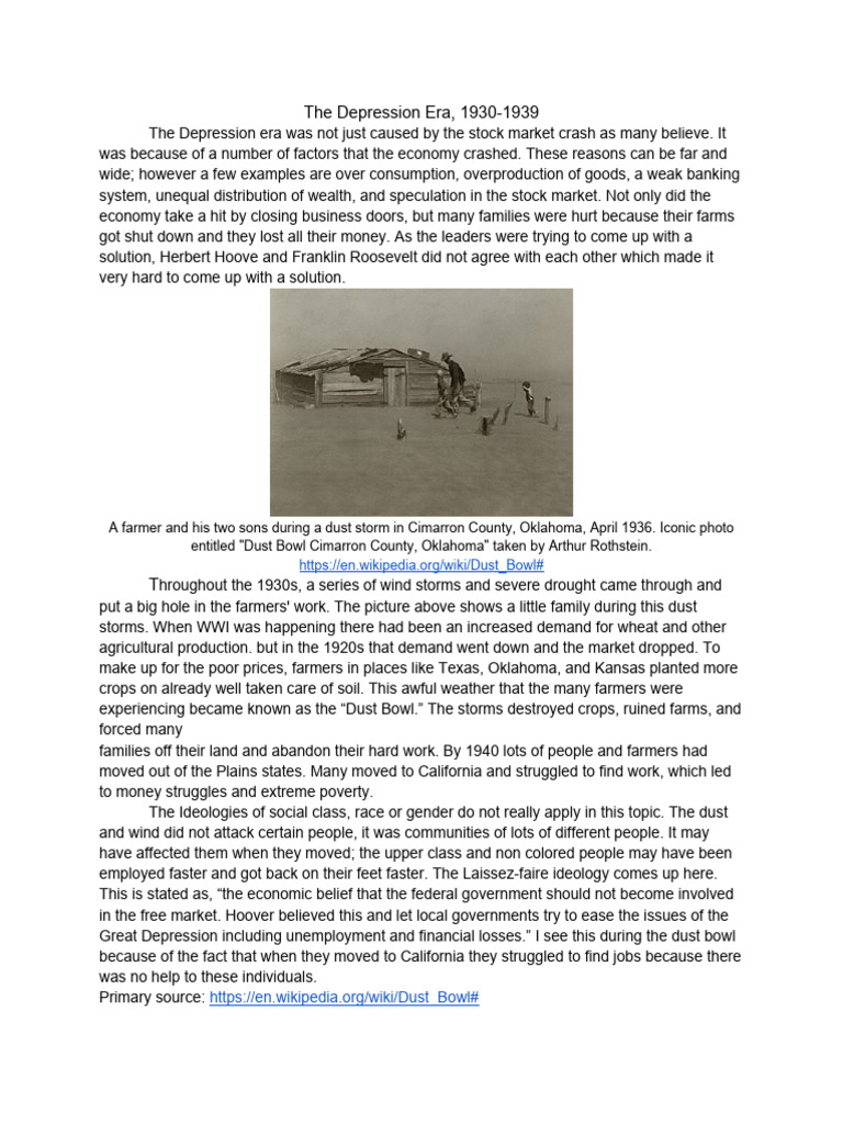 depression era | PDF | Great Depression | Dust Bowl