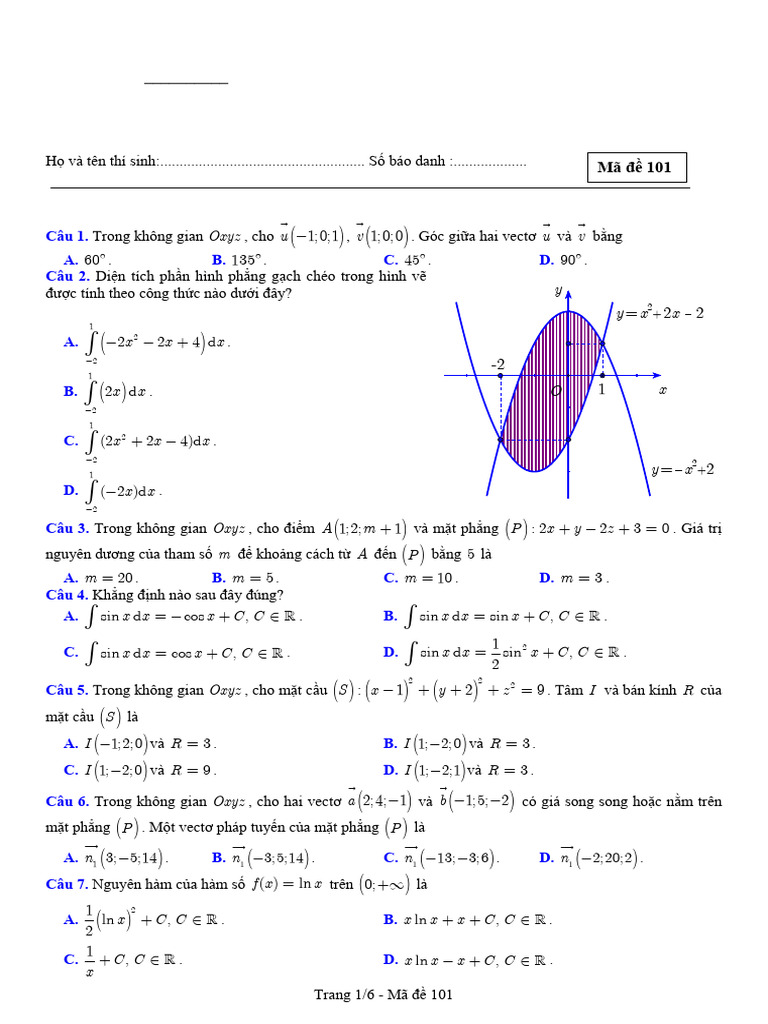 Dede Kiem Tra Giua Hoc Ky 2 Toan 12 NH | PDF