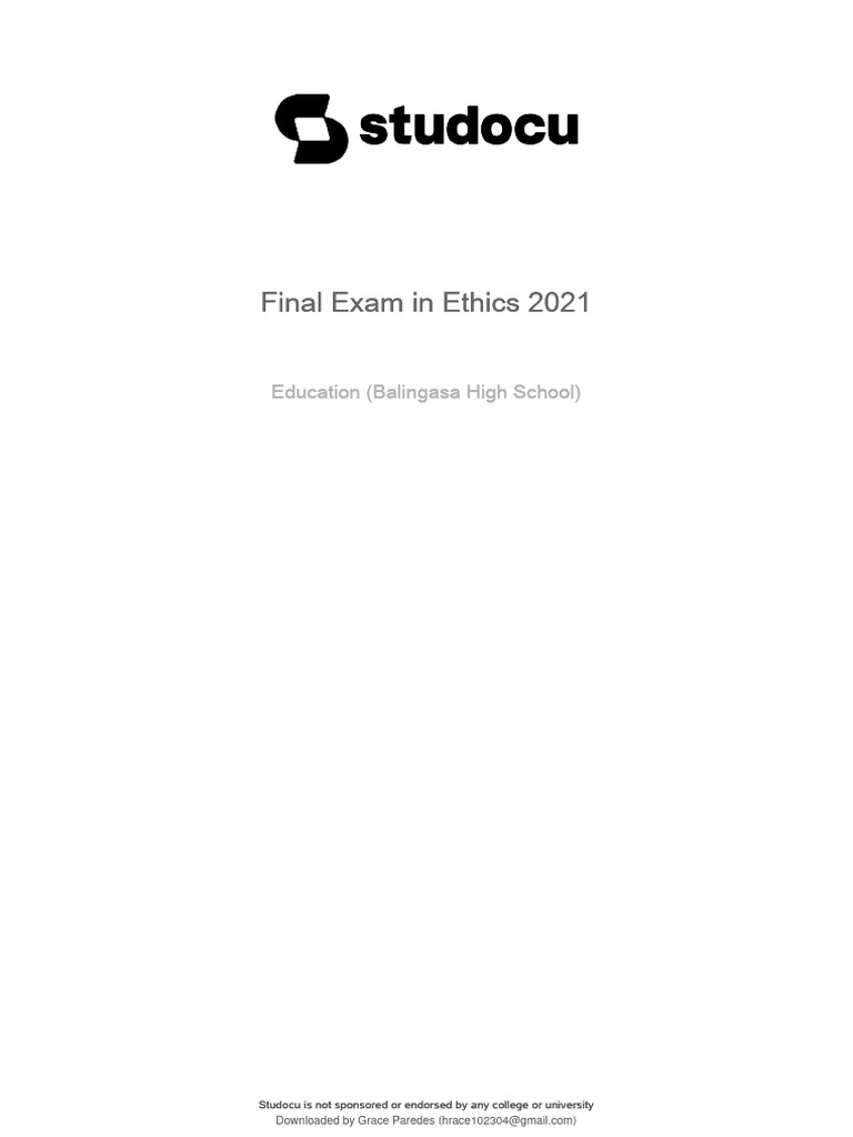 Ethics Final Exam Review 2021 | PDF | Utilitarianism | Justice