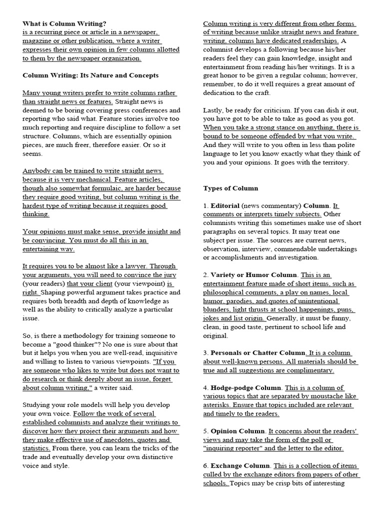Column Writing | Download Free PDF | News | Analogy