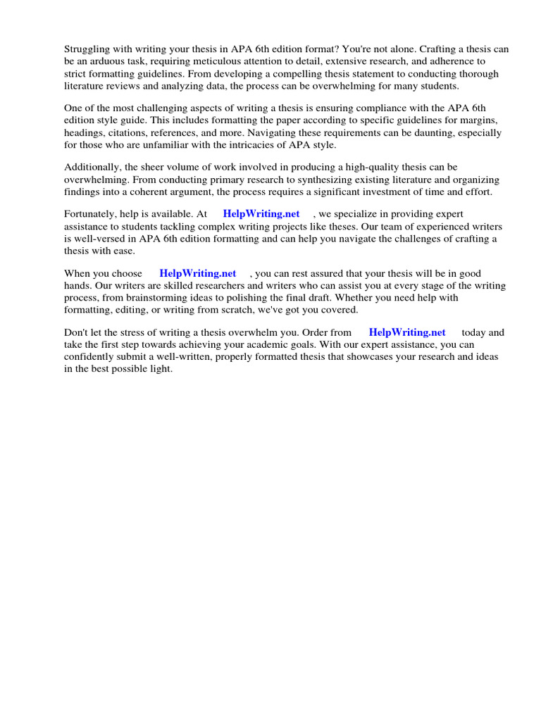 Thesis Apa 6th Edition | PDF | Apa Style | Thesis