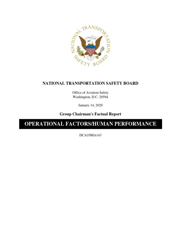 NTSB - Operational Factors Human Performance | PDF