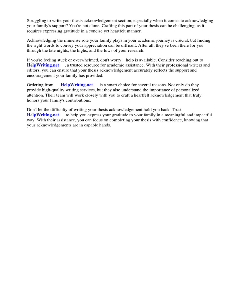 Acknowledgement Thesis Example Family | Download Free PDF | Thesis ...