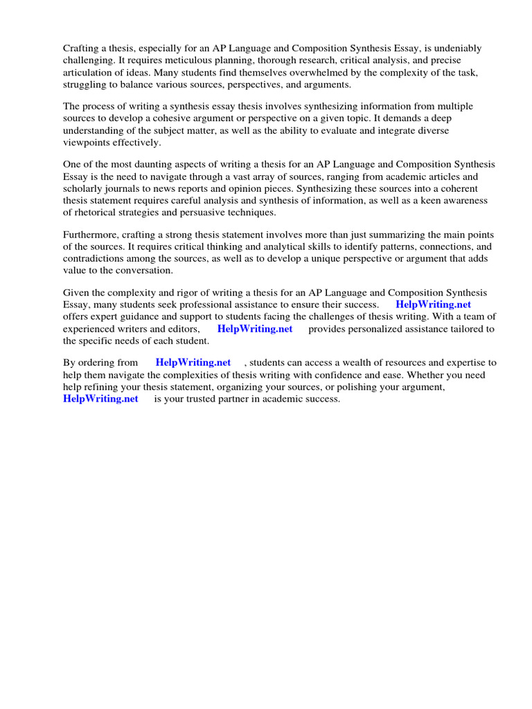 AP Language and Composition Synthesis Essay Format | PDF
