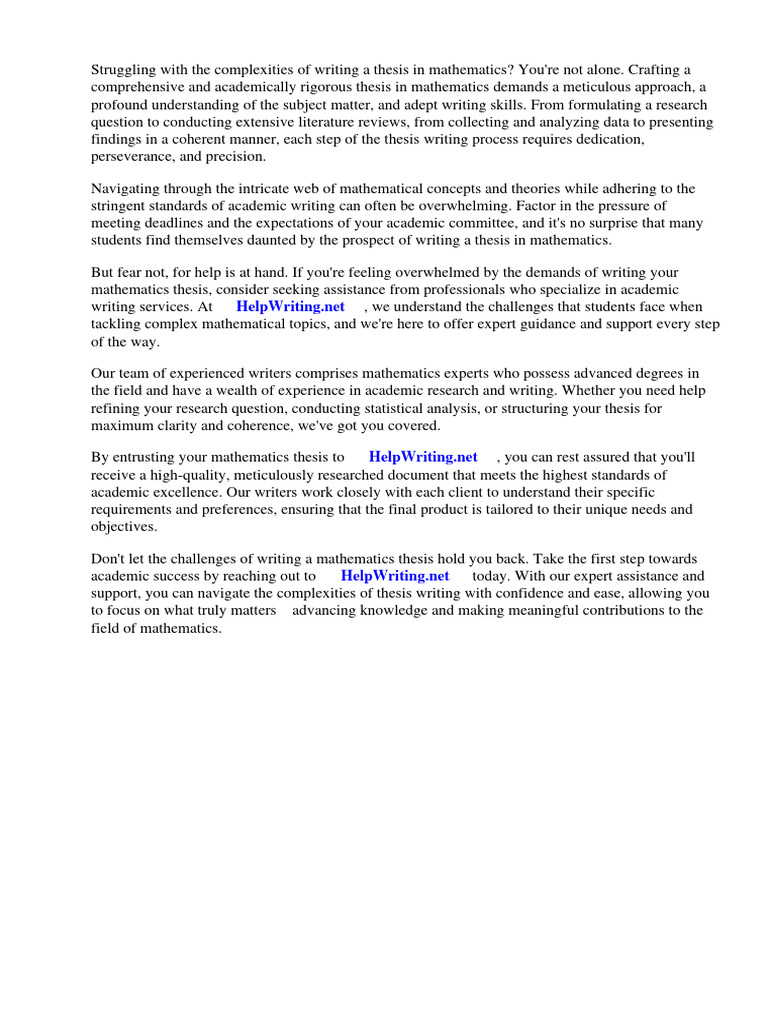 Math Thesis Writing Support | PDF
