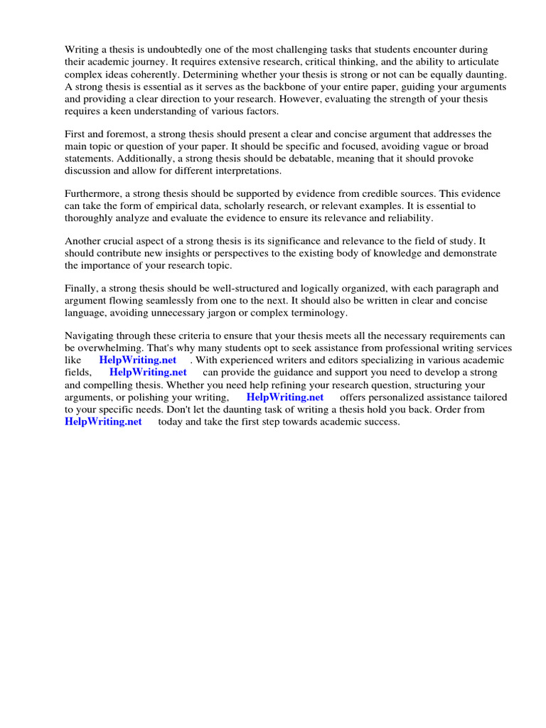 How Do I Know If My Thesis Is Strong | PDF | Essays | Thesis