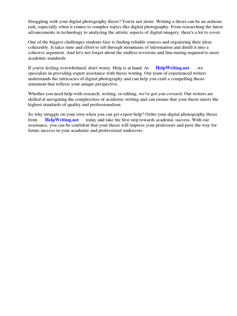 Digital Photography Thesis Statement | PDF | Exposure (Photography ...
