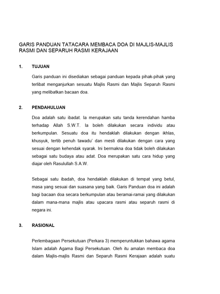 Panduan Doa Rasmi | PDF