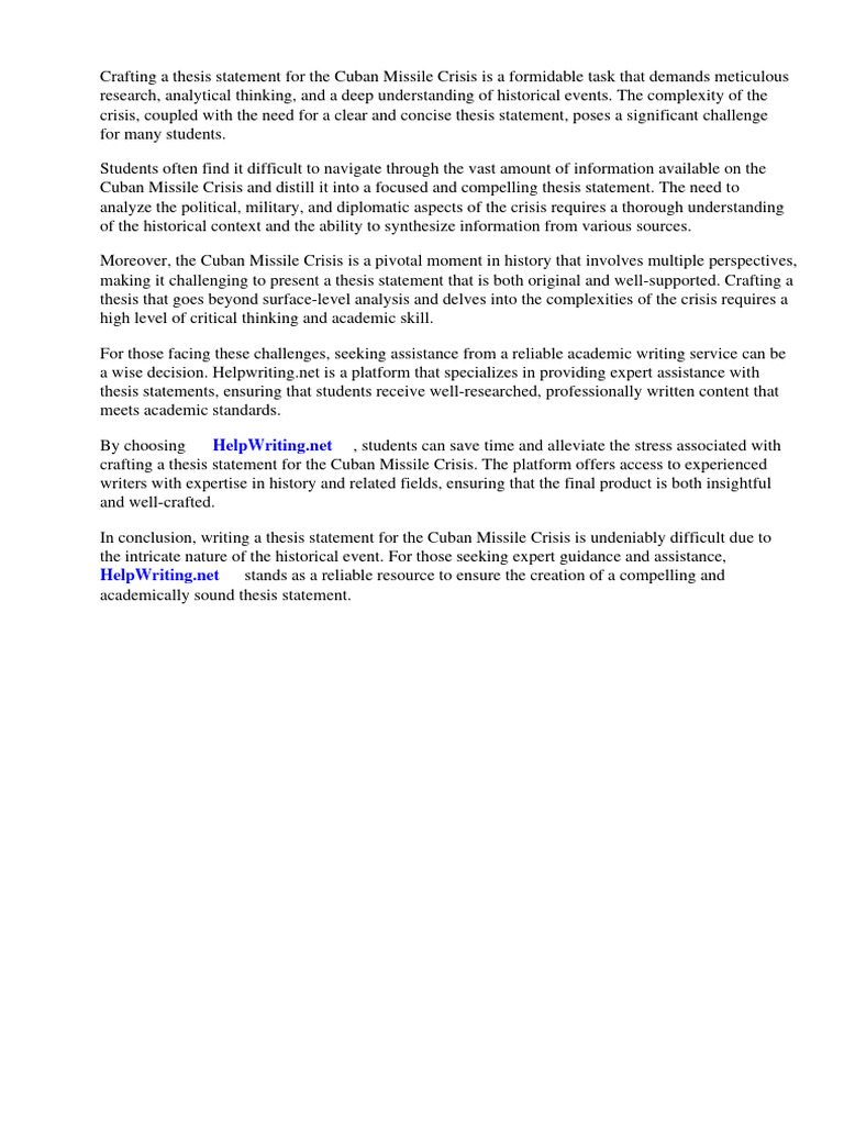 Thesis Statements for the Cuban Missile Crisis | PDF | Cuban Missile ...