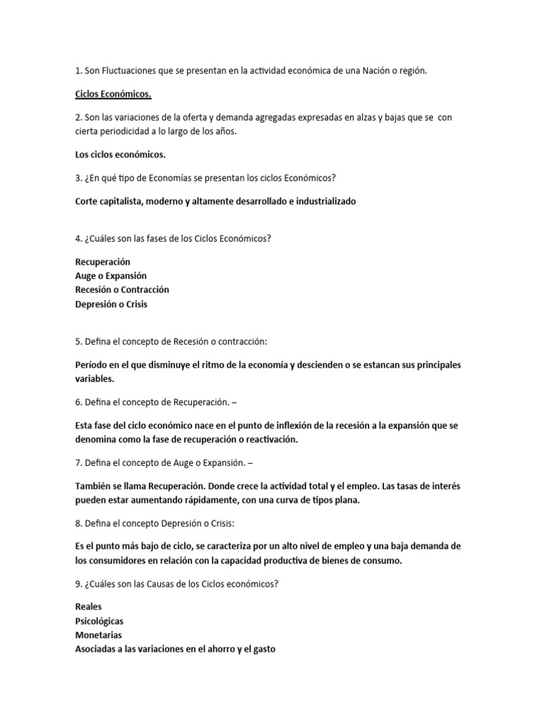 Cuestionario de Economia de Exmen Final | PDF