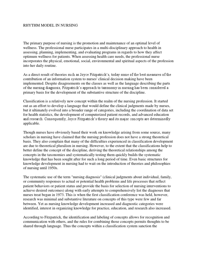 Rhythm Model in Nursing | Download Free PDF | Nursing | Medical Diagnosis