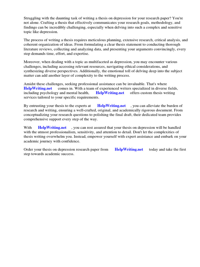 Thesis For Depression Research Paper | PDF | Major Depressive Disorder ...