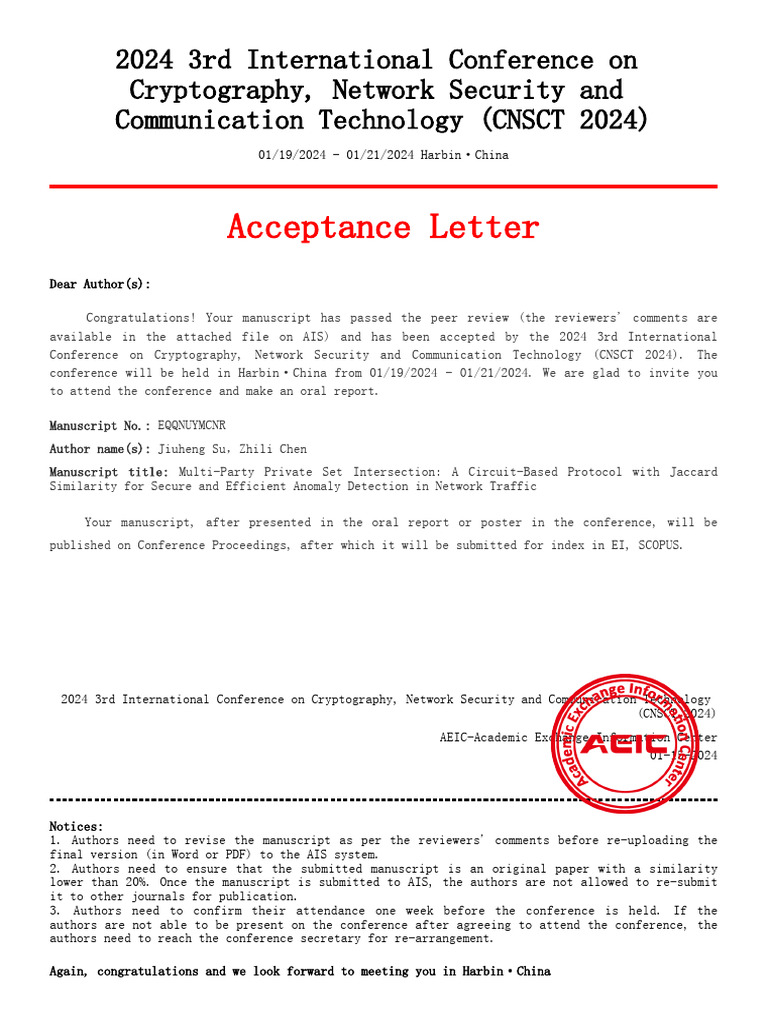 Notification of Paper Acceptance | Download Free PDF | Computing ...