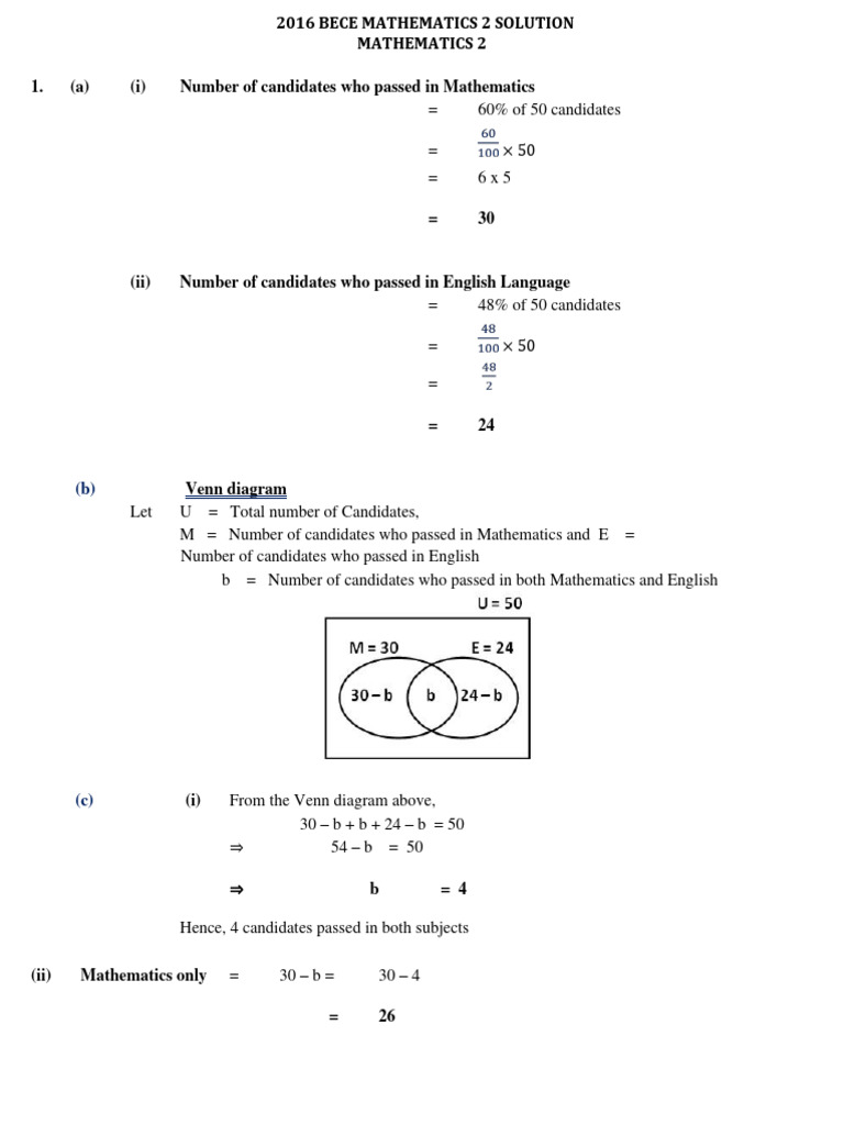 2016 Bece Mathematics 2 Solution | PDF | Applied Mathematics | Mathematics