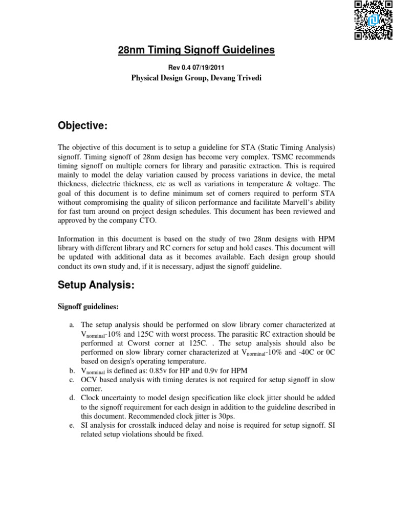 28nm Timing Signoff Guidelines | PDF | Electrical Engineering | Electronics