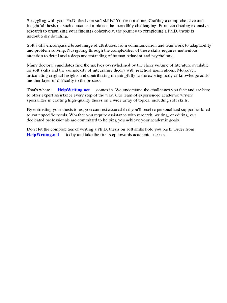 PHD Thesis On Soft Skills | Download Free PDF | Motivational | Motivation