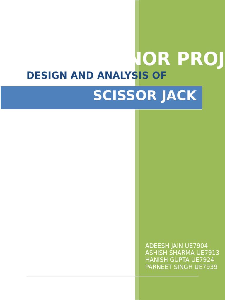 Design and Analysis of Scissor Jack PDF Free | PDF | Screw | Applied ...