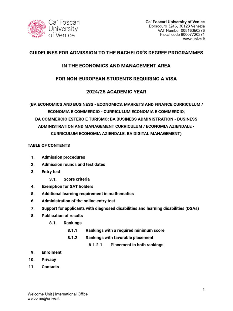 Guidelines_ba Economics and Management Area_admission Test for Non-eu ...