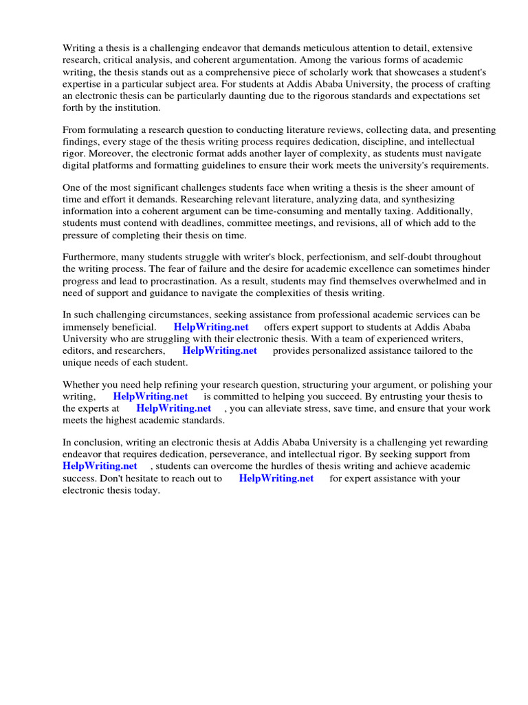 Electronic Thesis Addis Ababa University | PDF | Thesis | Microfinance