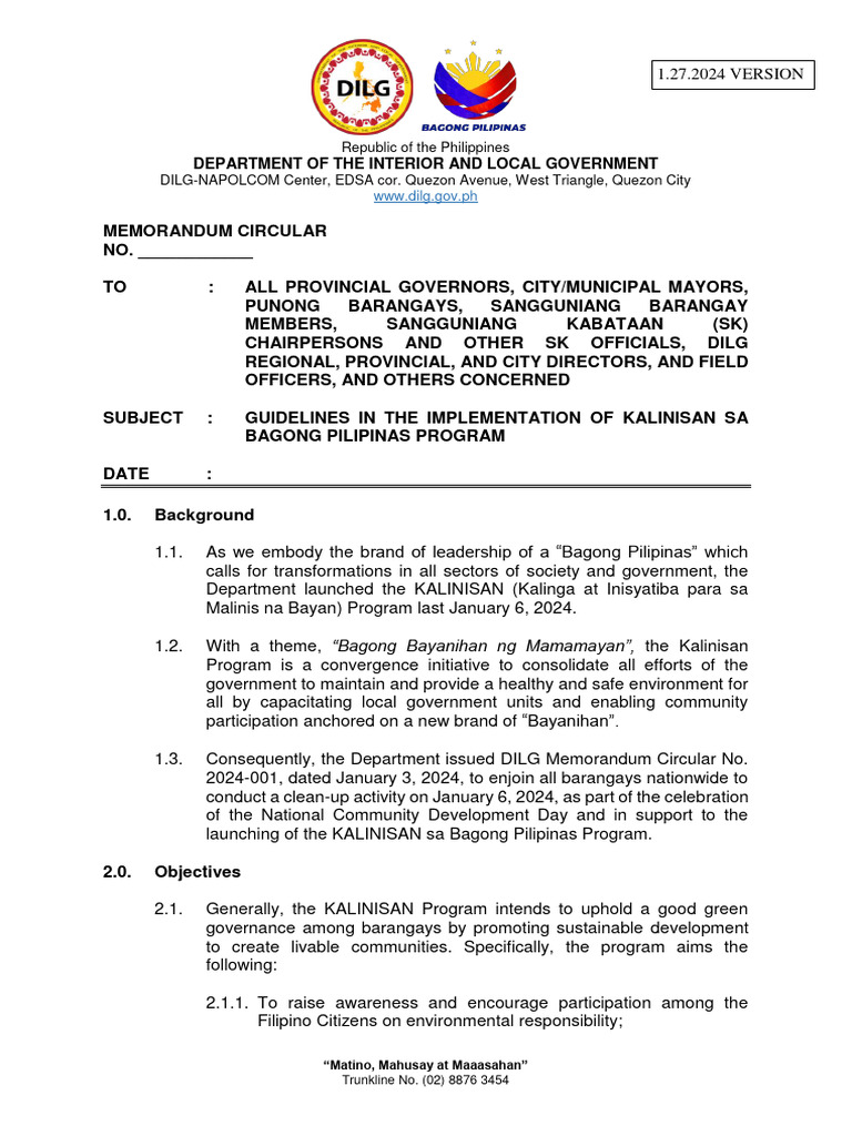 Guidelines for Kalinisan Program Implementation | PDF | Governance | Economies