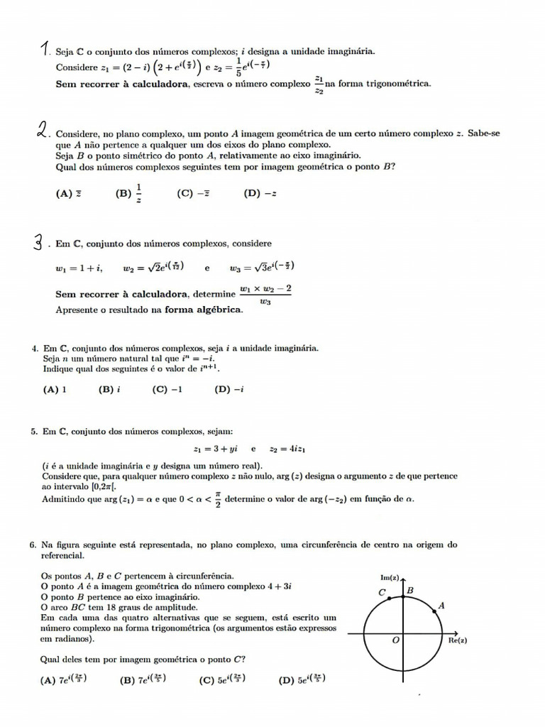 Ficha N° 2 Complexos | PDF