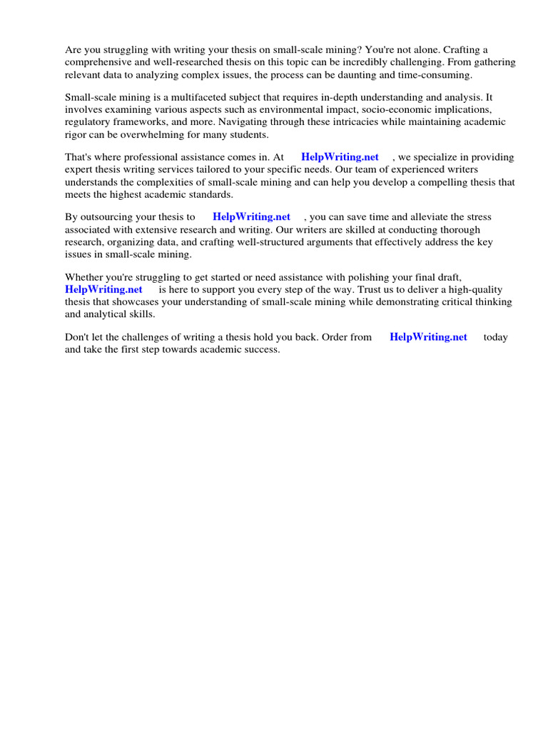 Thesis On Small Scale Mining | PDF