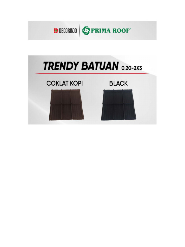 Prima Roof Type Trendi Batuan Roof Warna Hitam | PDF