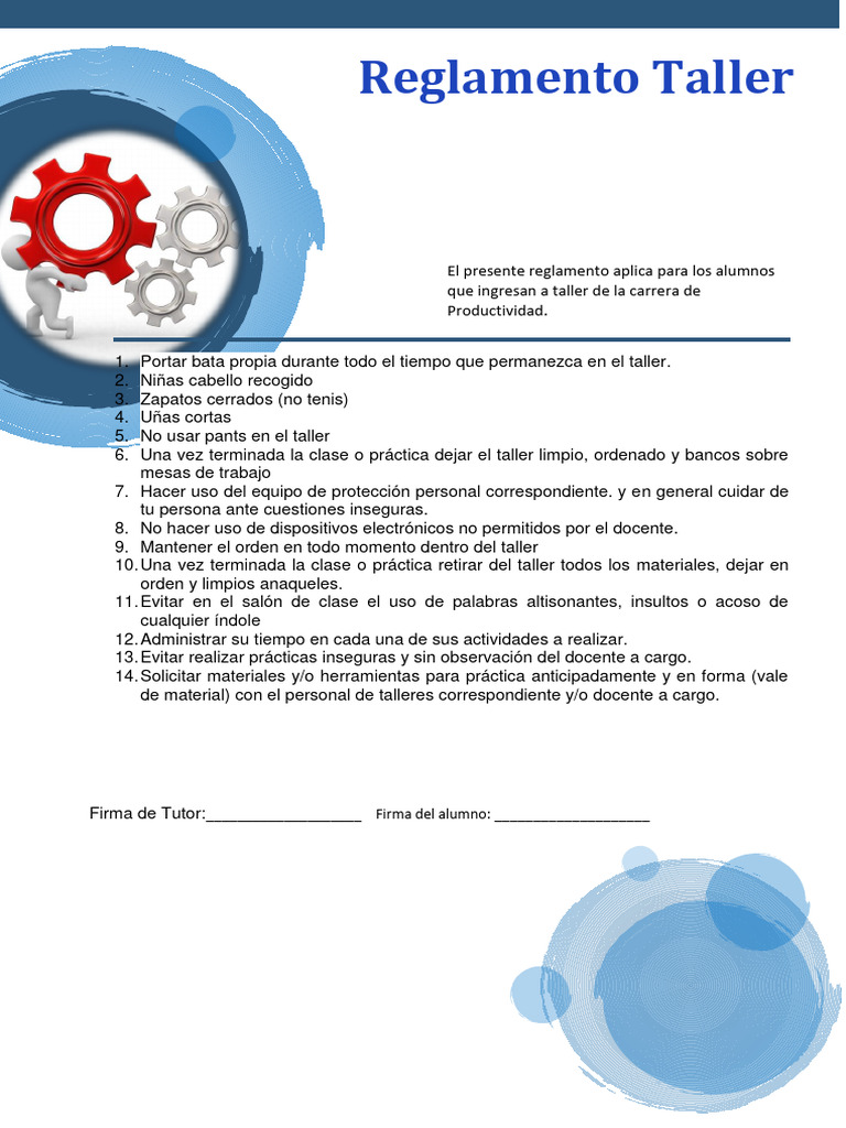 Reglamento de Taller | PDF